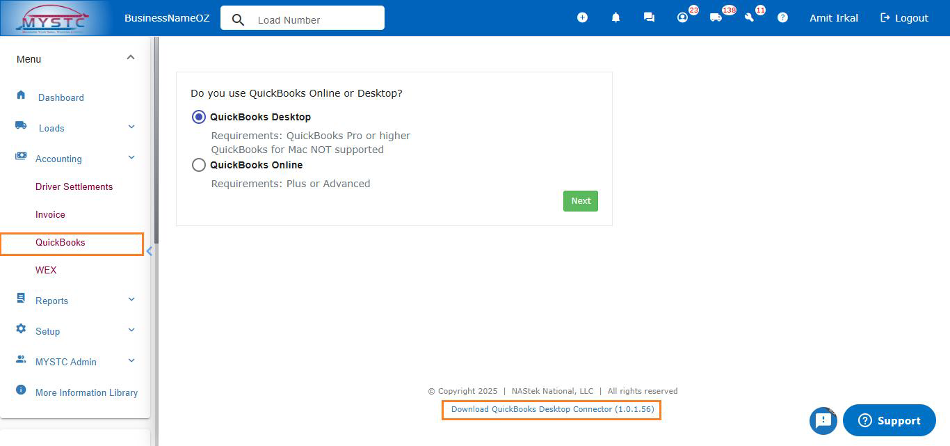 Steps for installing the Desktop Connector – MYSTC